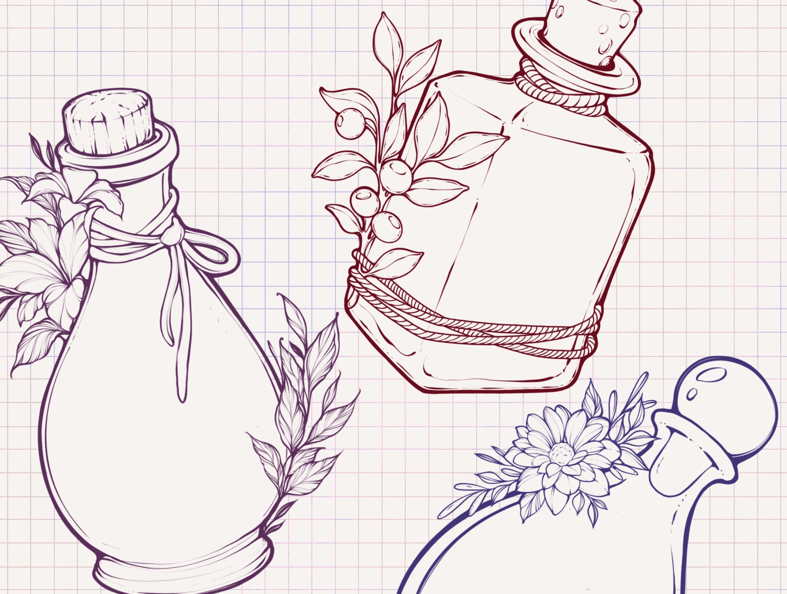 15 Magical Potion Bottles Procreate Stamps Love Potion Bottle Stamp ...