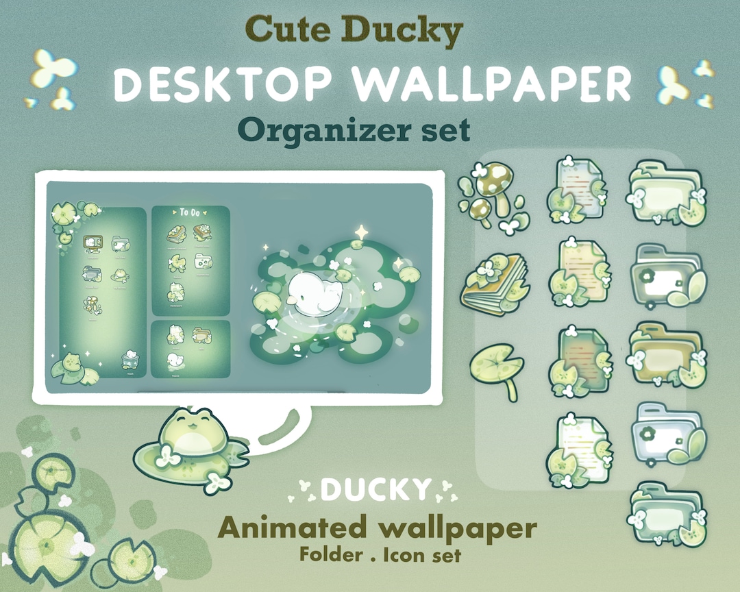 Cute Ducky Animated Desktop Theme Background Wallpaper Organizer Set ...