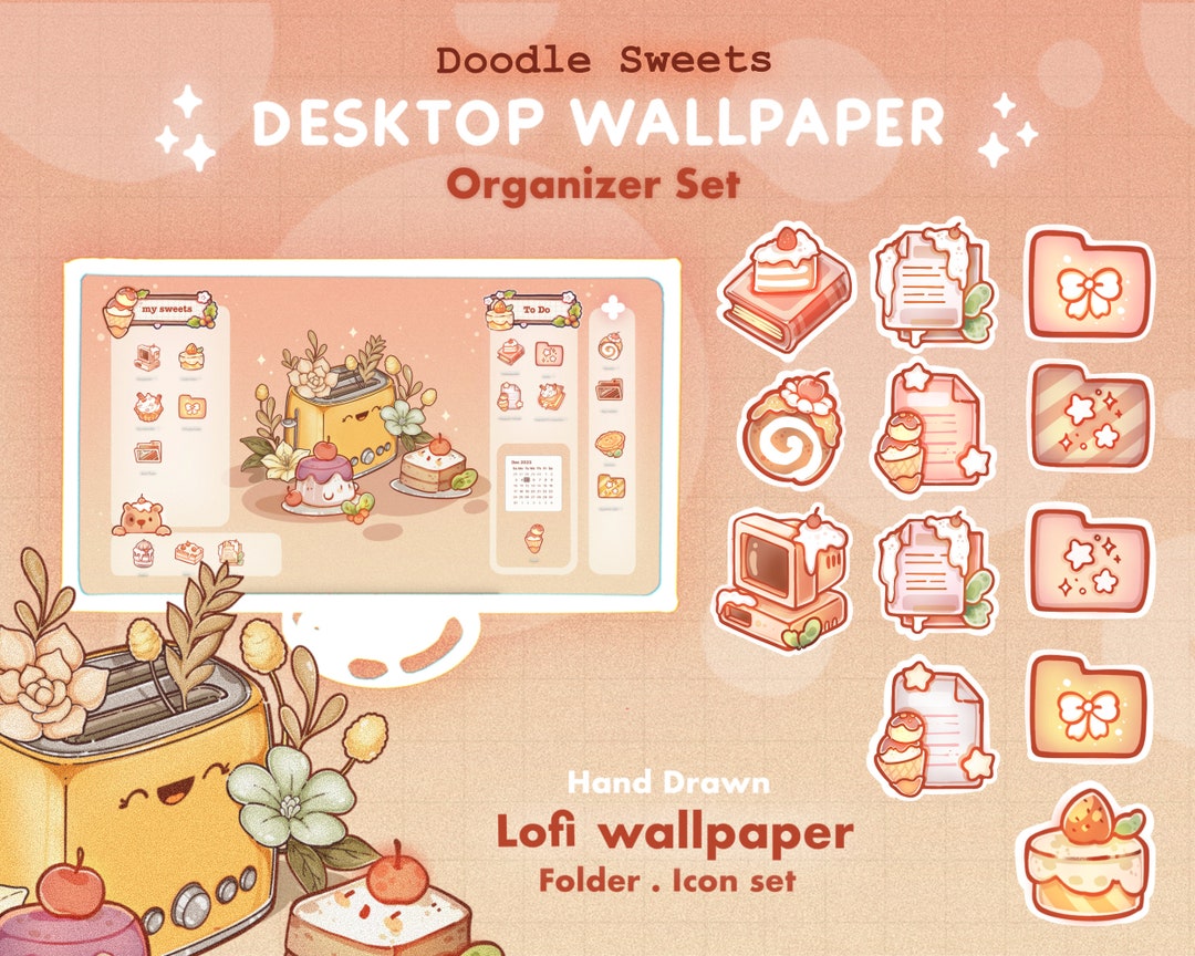 Doodle Sweets Desktop Folder Organizer Icon Set | Cute File Icons ...