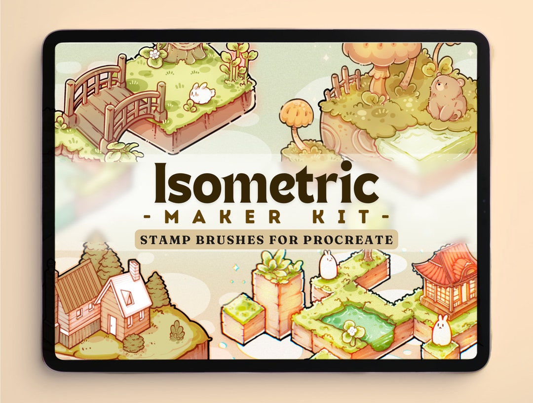 Isometric Maker Kit Procreate Stamp Brushe Cute Isometric Zoo Procreate ...