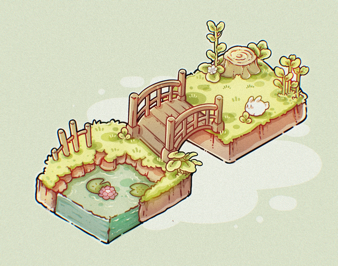 Isometric Kawaii Garden Procreate Stamp Brushes | Cute Isometric Zoo ...