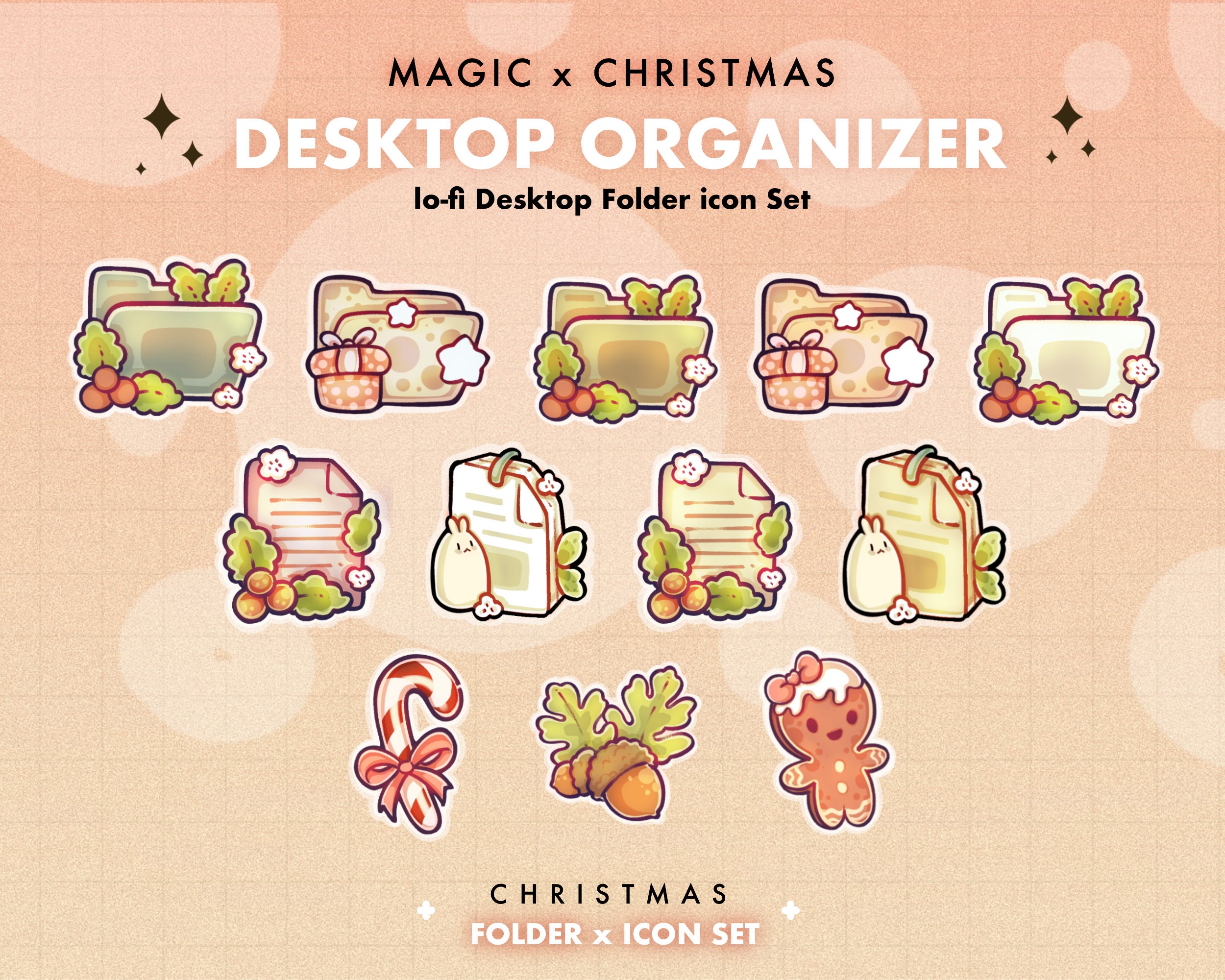Christmas Desktop Folder Organizer Icon Set | Cute Stationary File ...