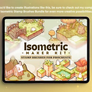 Isometric Kawaii Garden Procreate Stamp Brushes | Cute Isometric Zoo Procreate Brush | Kawaii ...