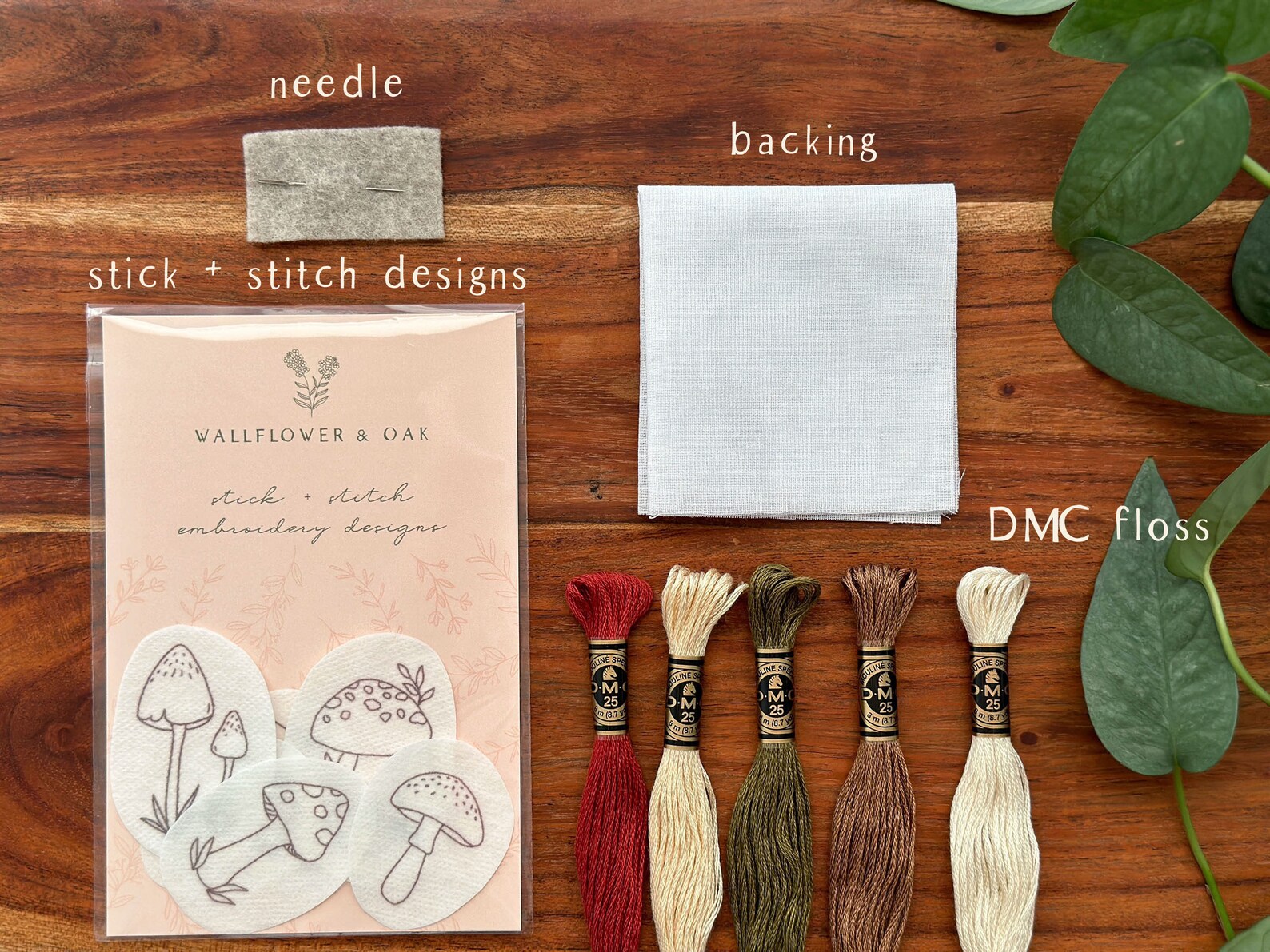 Mini Mushrooms DIY Embroidery Kit, Stick and Stitch Needle and Thread ...