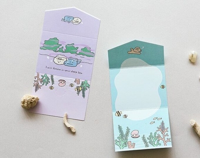 Deep Sea Mini Folding Card Set Cute Card Set, Kawaii Card Set, Cute ...