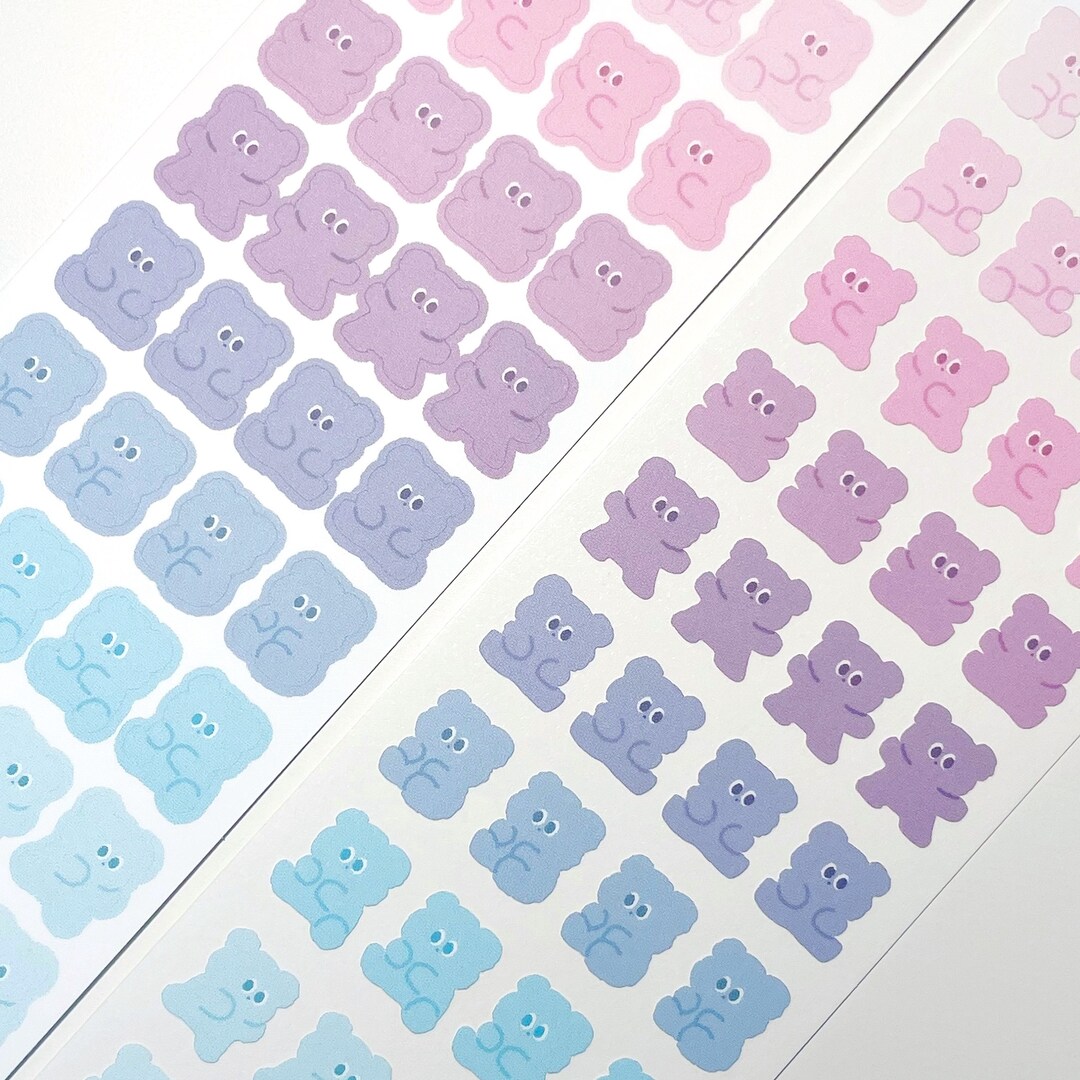 Mini Sour Bear Sticker Sheet Cute Bear Sticker Sheet, Bullet Journal ...