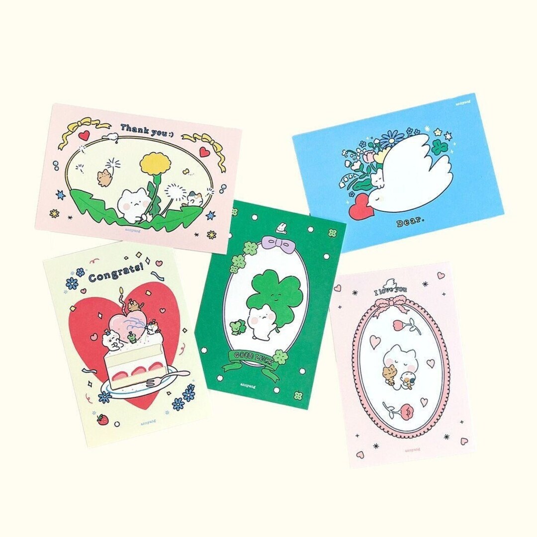 Cute White Cat Card Set Series | Cute Card Set, Kawaii Card Set ...