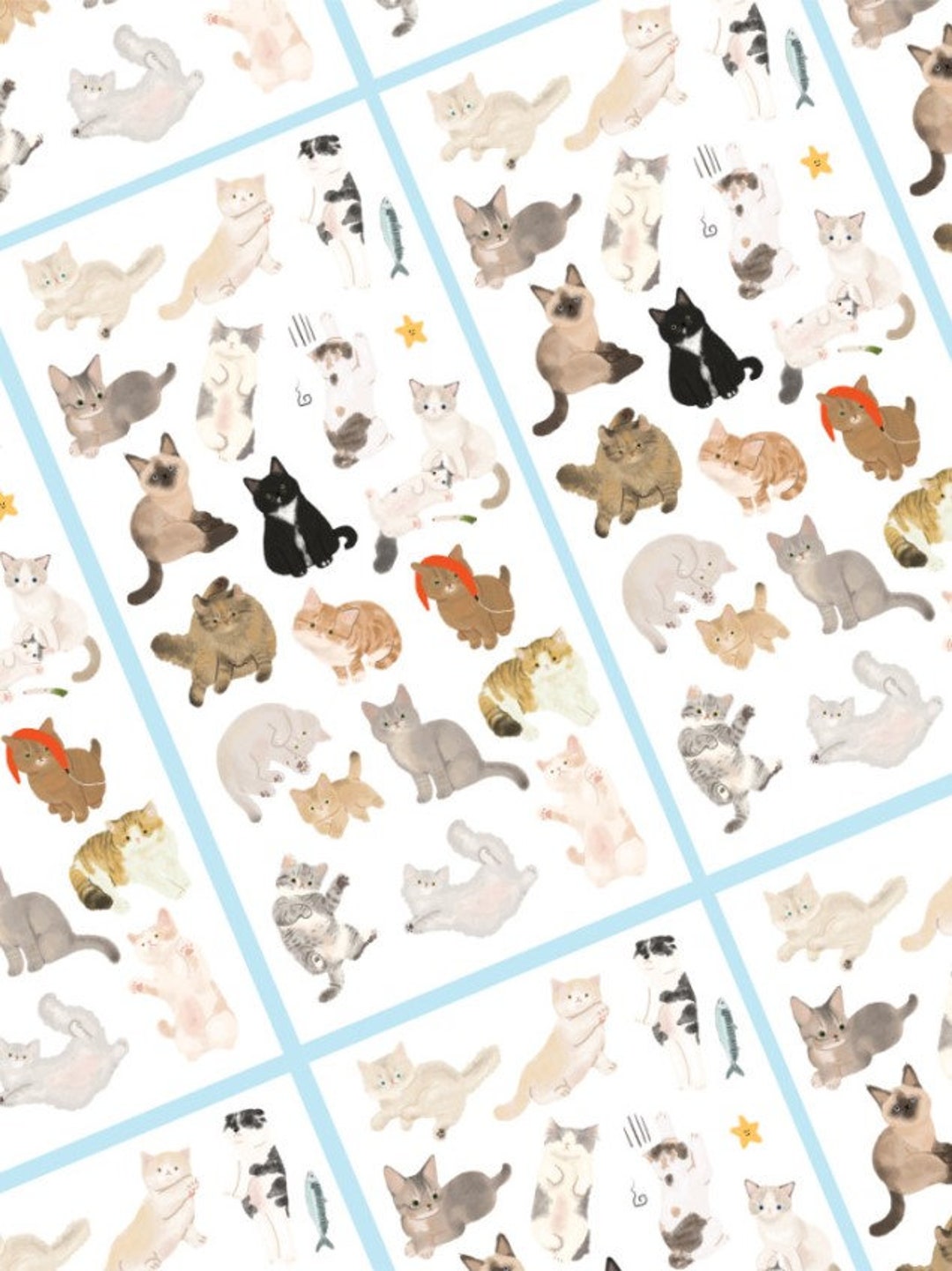 Life of Cats II Sticker Sheet Cute Cat Sticker Sheet Bullet - Etsy