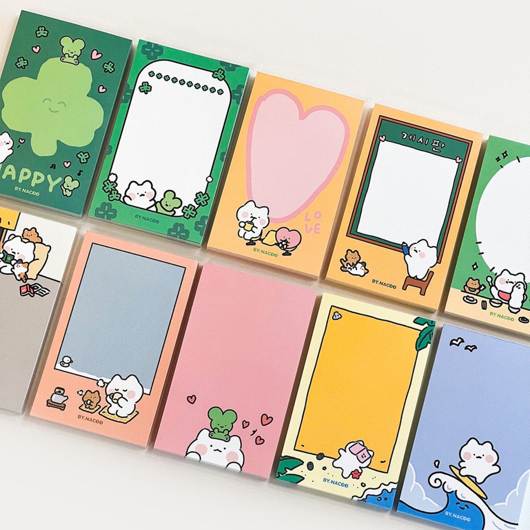 Cute White Cat Memo Pad Series II | Cute Memo Pad, Kawaii Memo Pad ...
