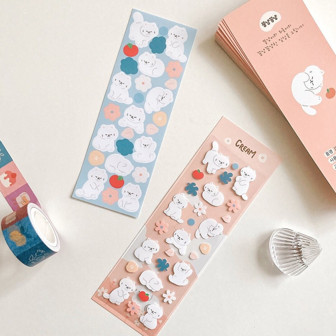 Creamy White Cat Sticker Sheet Cute Cat Sticker Sheet, Bullet Journal ...