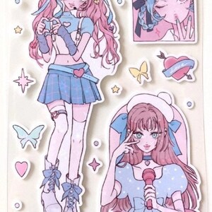K-pop Idol Girl Sticker Sheet | Cute Girl Sticker Sheet, Bullet Journal ...