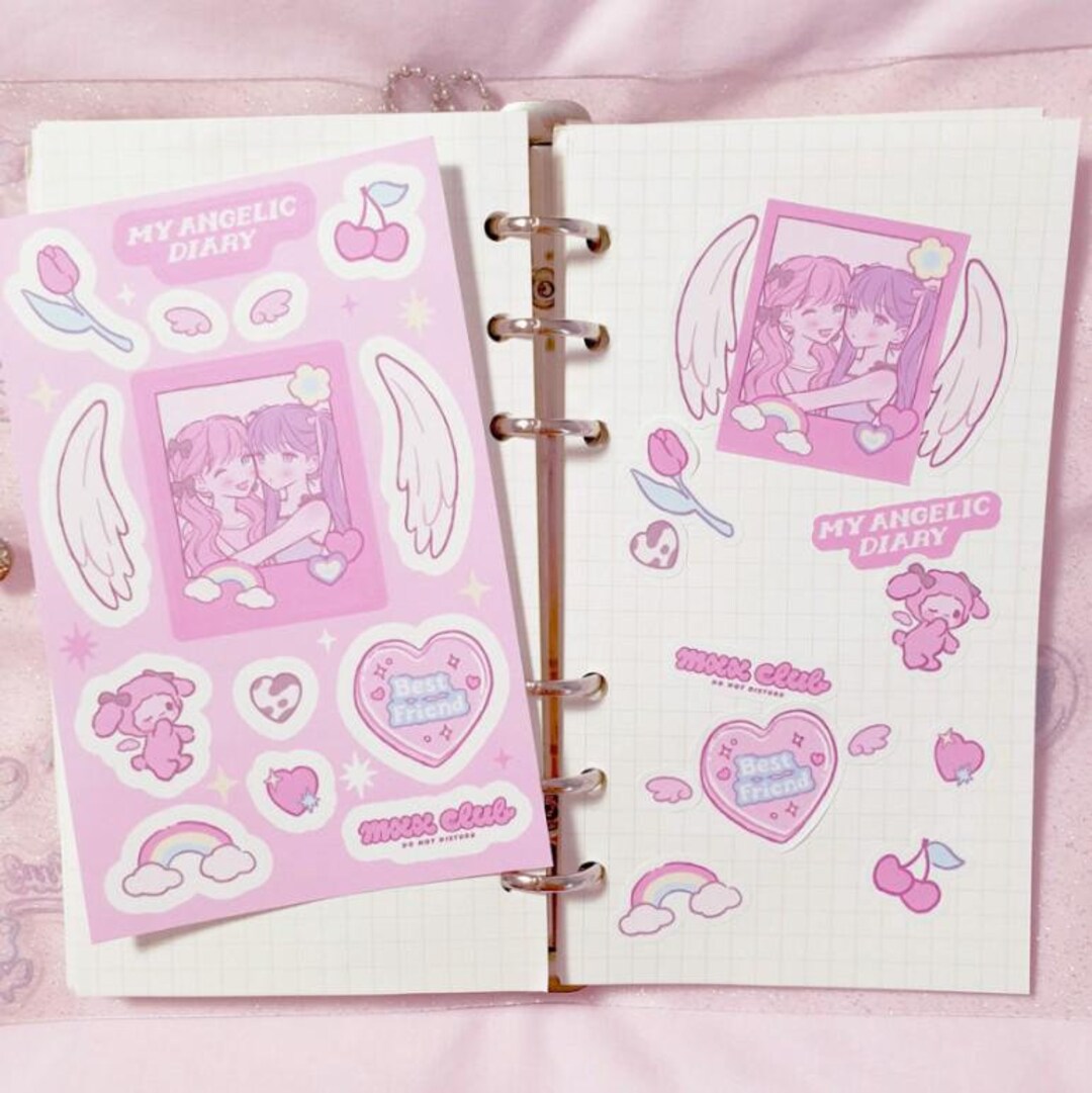 My Angelic Diary Sticker Sheet | Cute Girl Sticker Sheet, Bullet ...