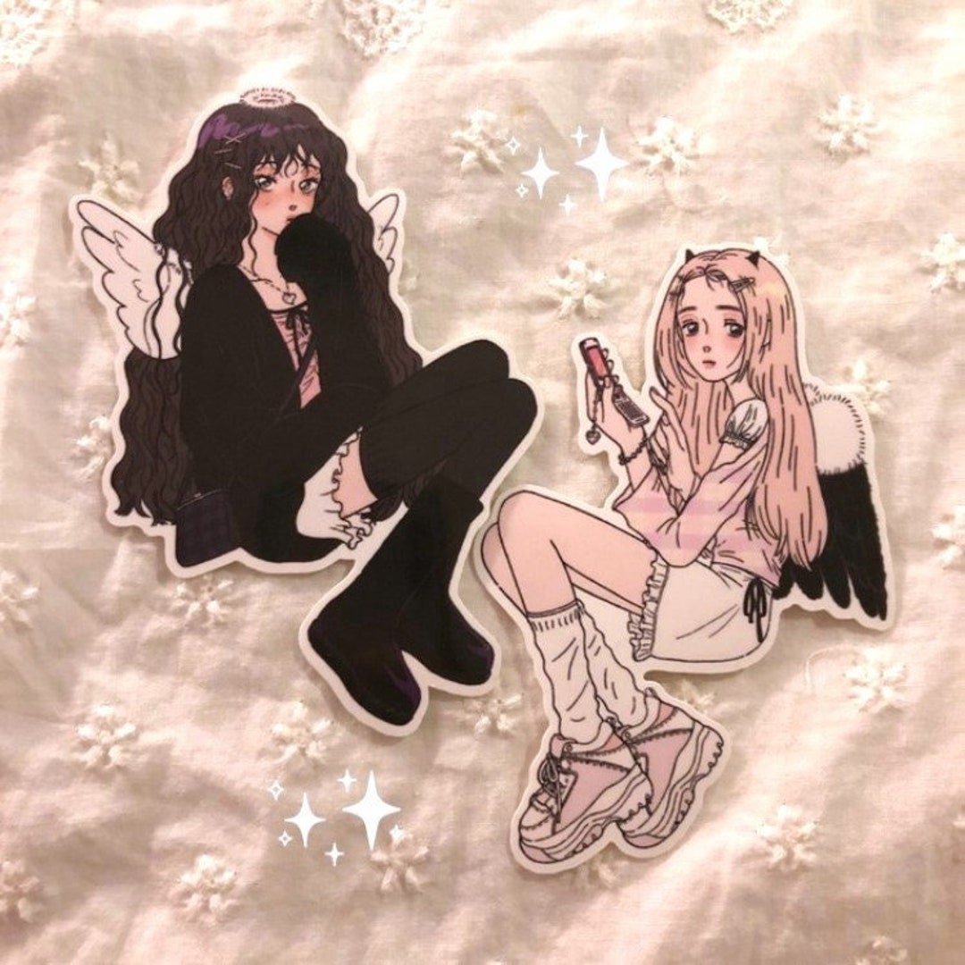 Angel & Devil Die-cut Sticker Set | Cute Stickers, Planner Stickers ...