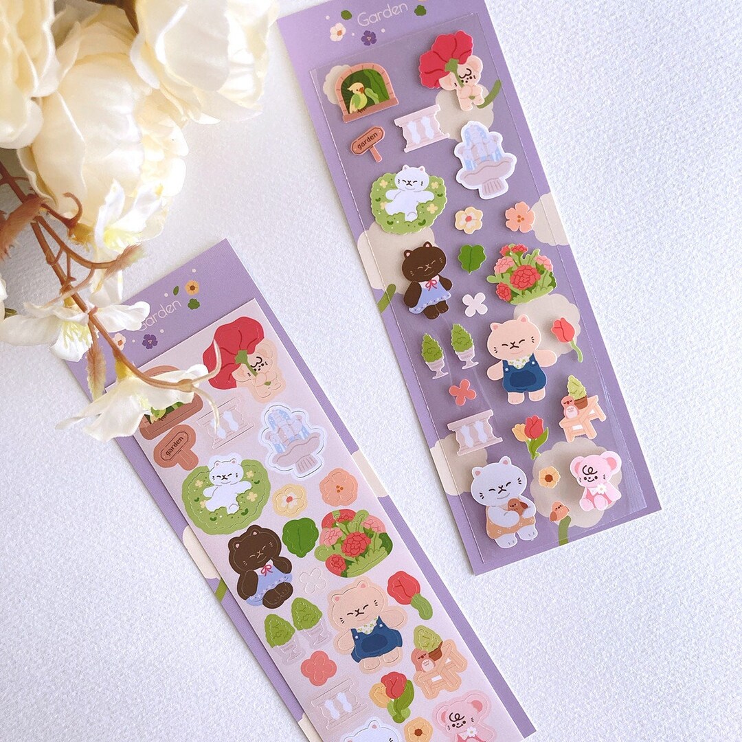 Flower Garden Cat Sticker Sheet | Cute Cat Sticker Sheet, Bullet ...