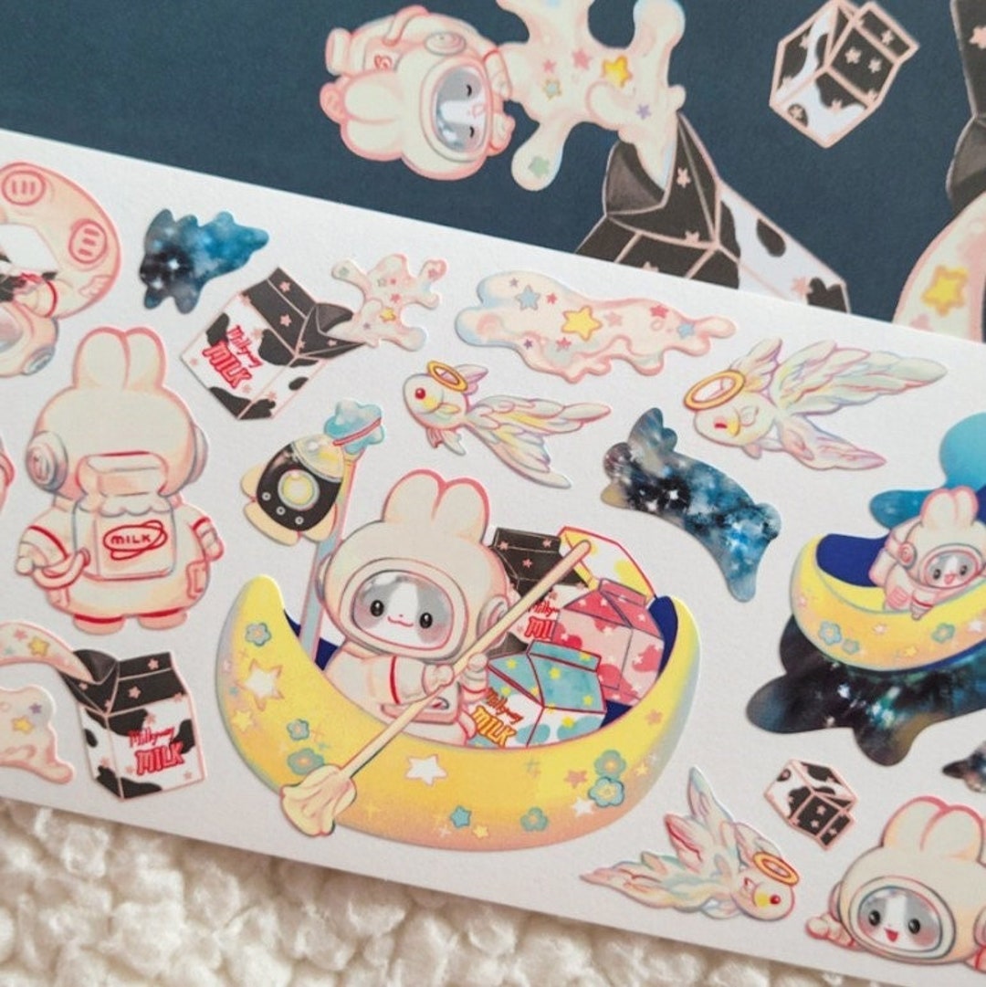Milky Way Milk Moon Rabbit Sticker Sheet Cute Sticker Sheet, Bullet ...