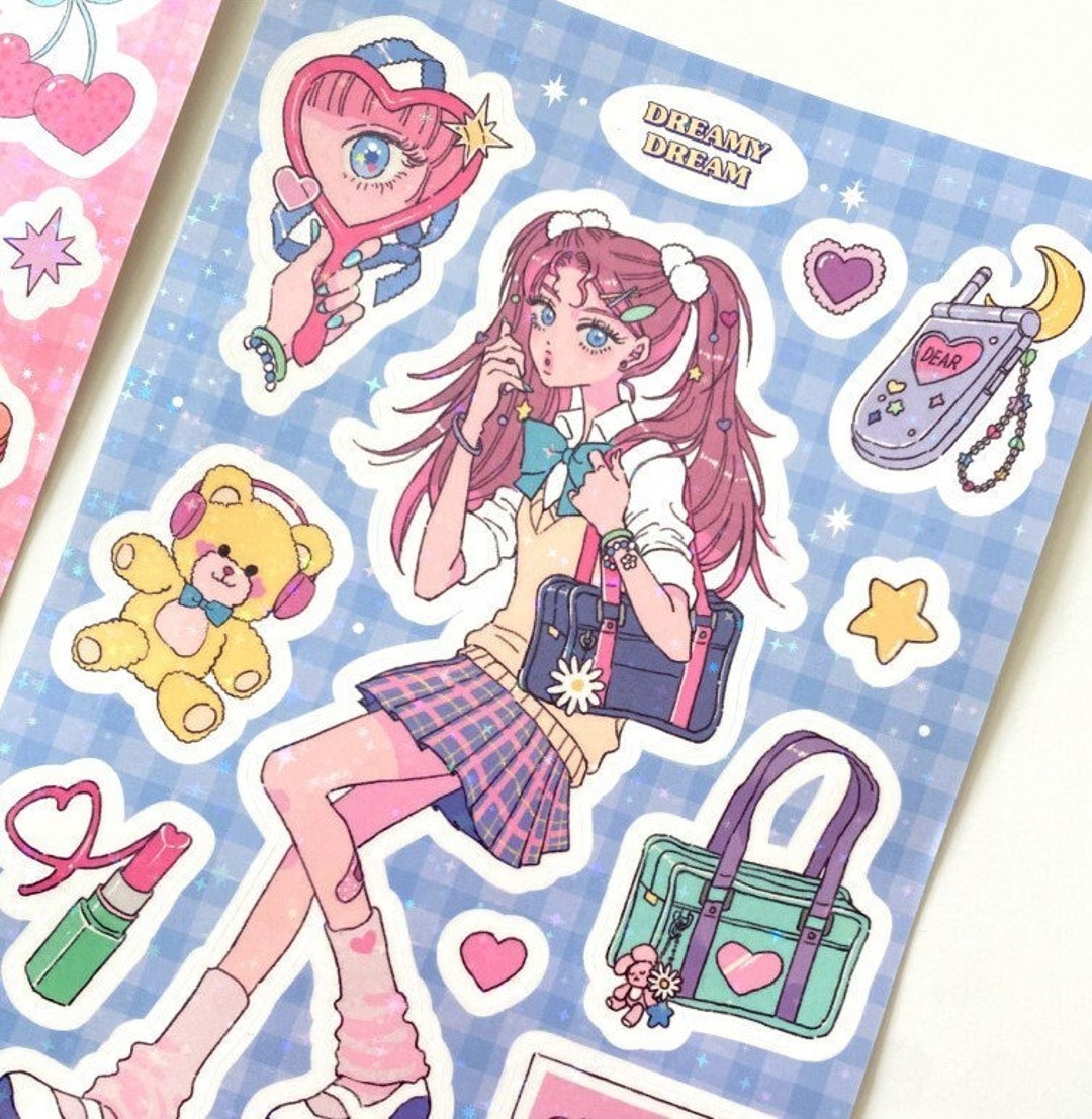 School Girl Big Sticker Sheet Cute Girl Sticker Sheet, Bullet Journal ...