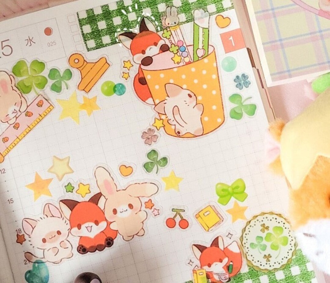 Cute Stationery Trio Sticker Sheet Cute Sticker Sheet, Bullet Journal ...