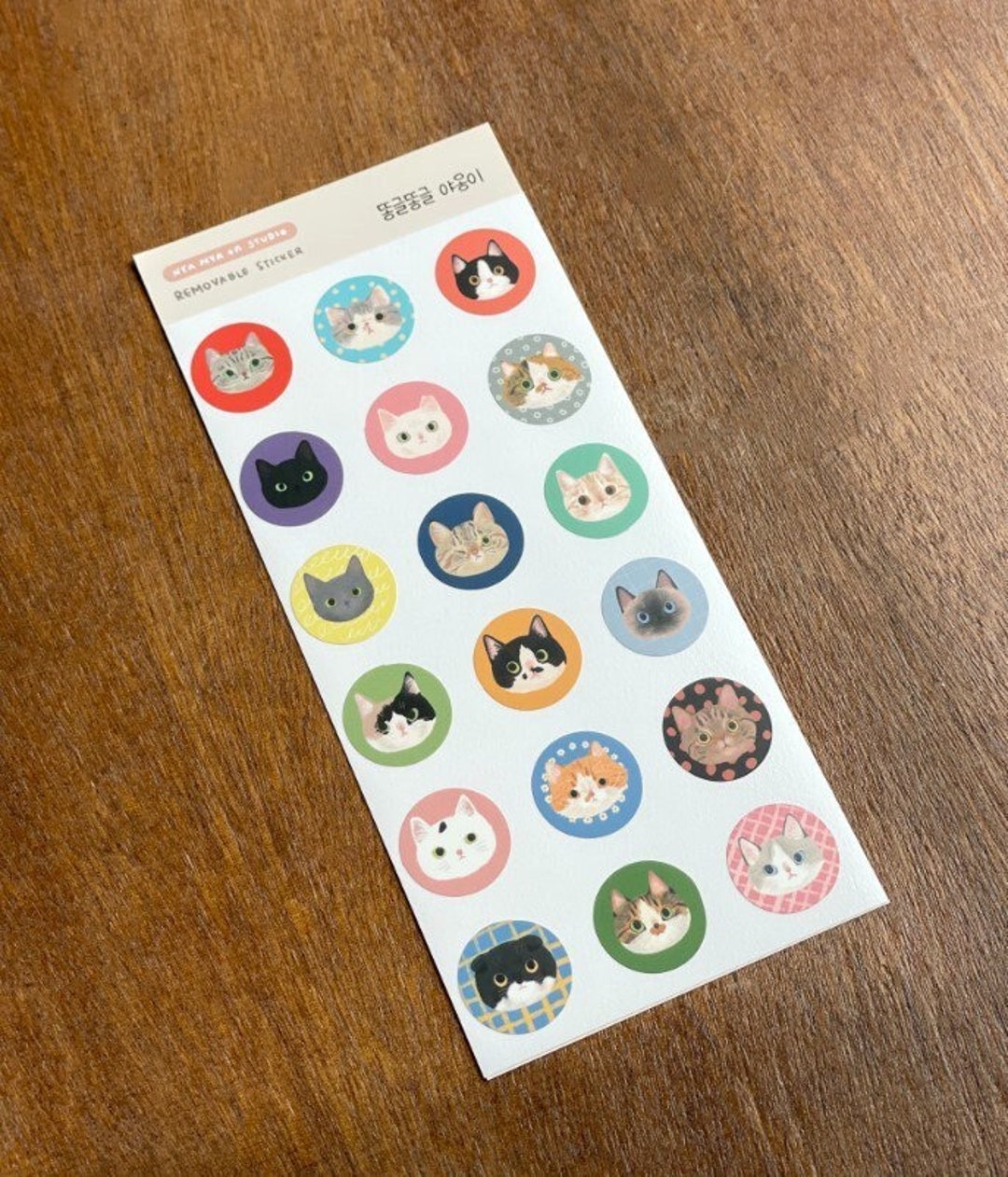 Round Button Cats Sticker Sheet Cute Cat Sticker Sheet, Bullet Journal ...