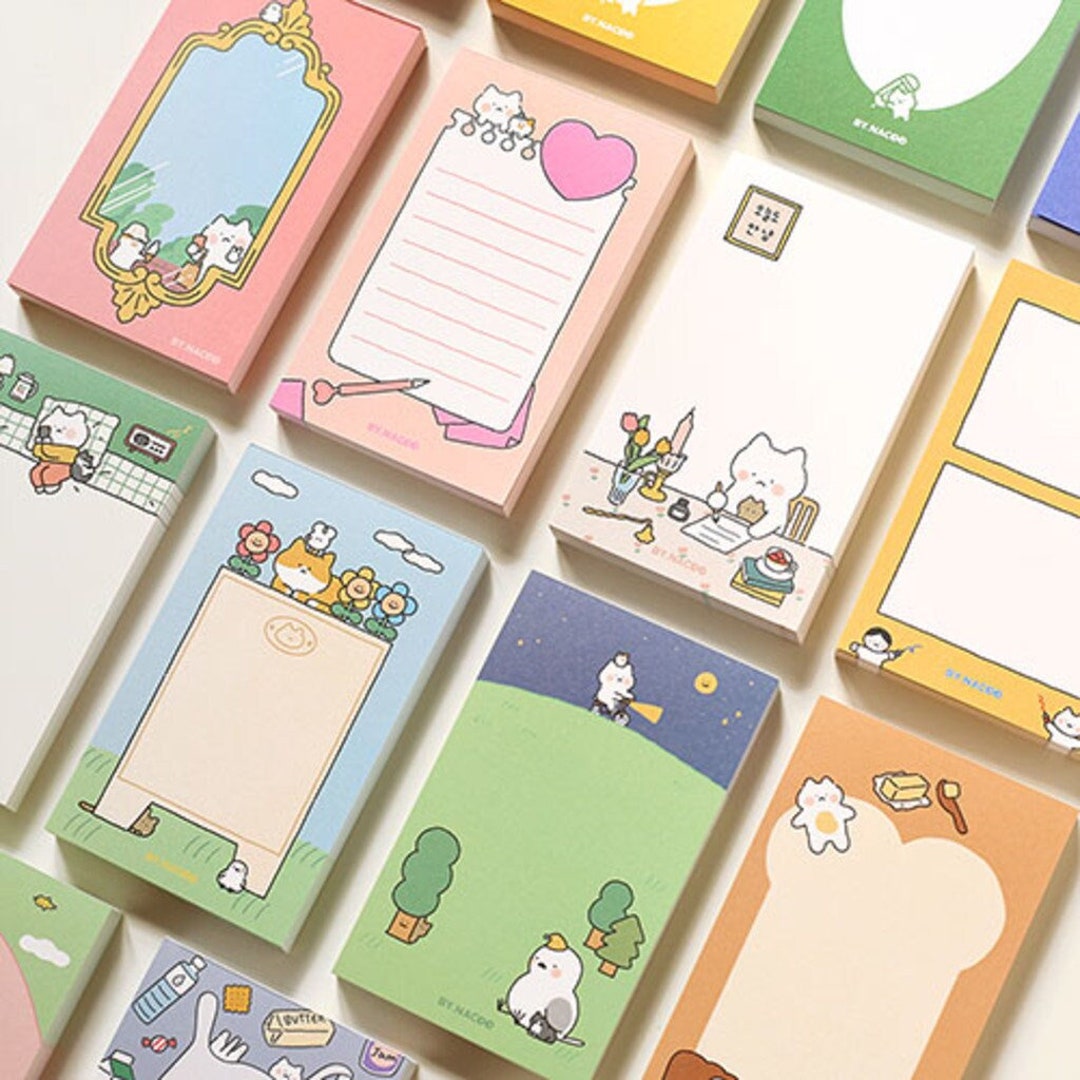 Cute White Cat Memo Pad Series | Cute Memo Pad, Kawaii Memo Pad, Cute ...