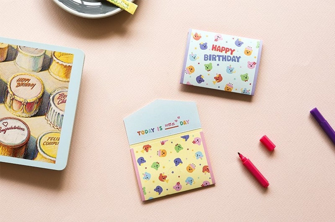 Happy Birthday Mini Folding Card Set | Cute Card Set, Kawaii Card Set ...