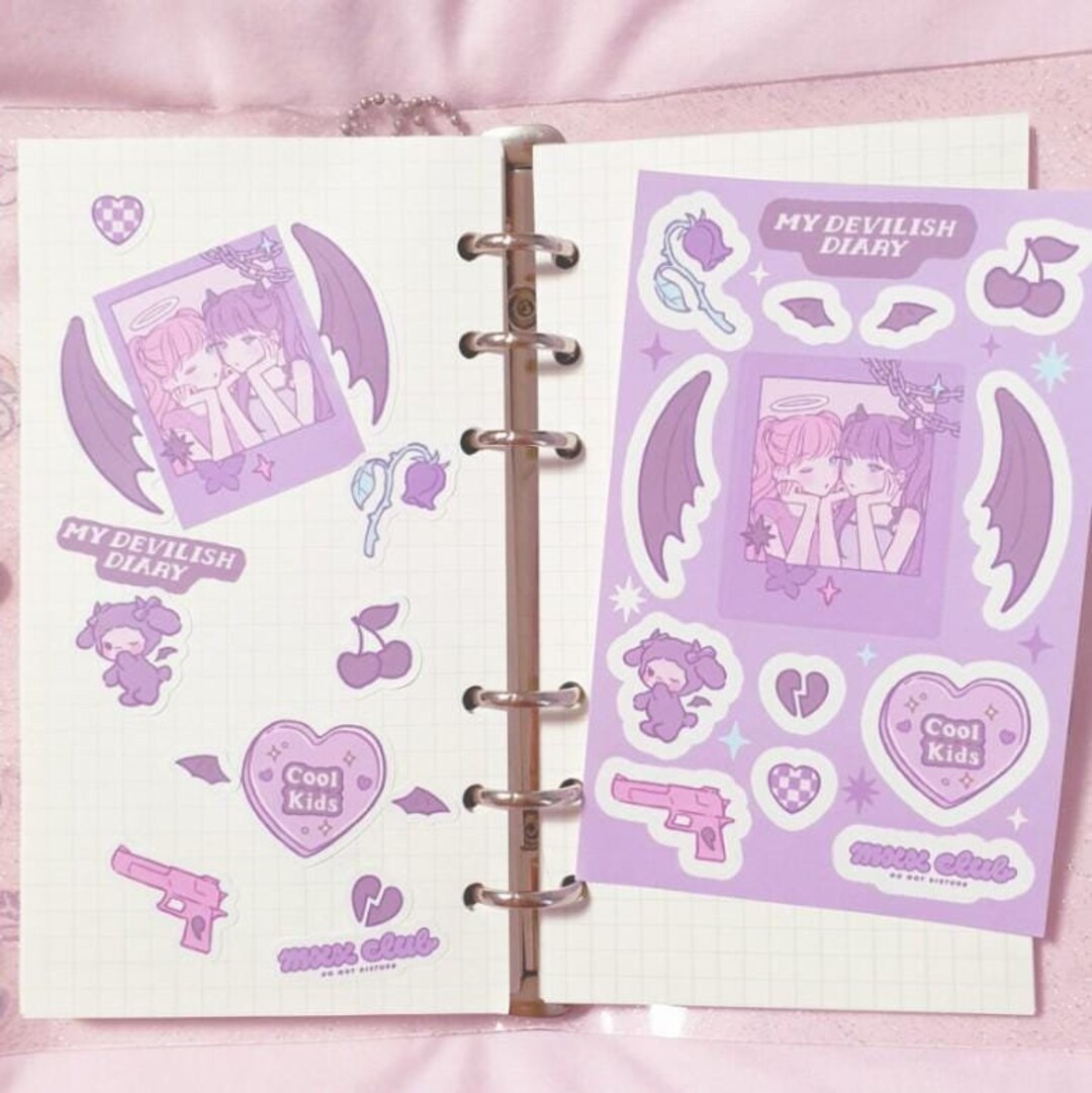 My Devilish Diary Sticker Sheet Cute Girl Sticker Sheet, Bullet Journal ...