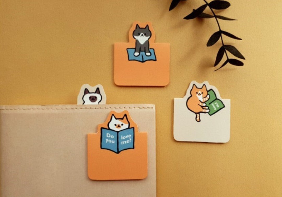 Reading Cats I Magnetic Bookmark Set Cute Cat Bookmarks, Aesthetic ...