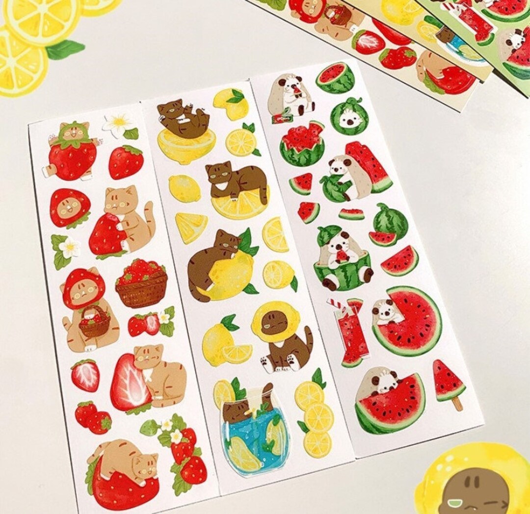 Fruits Sticker Sheet Series Cute Fruit Sticker Sheet, Bullet Journal ...