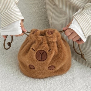 Capybara Drawstring Pouch Cute Fluffy Makeup Bag, Kawaii Cable Pouch, Washable Cosmetic Pouch ...