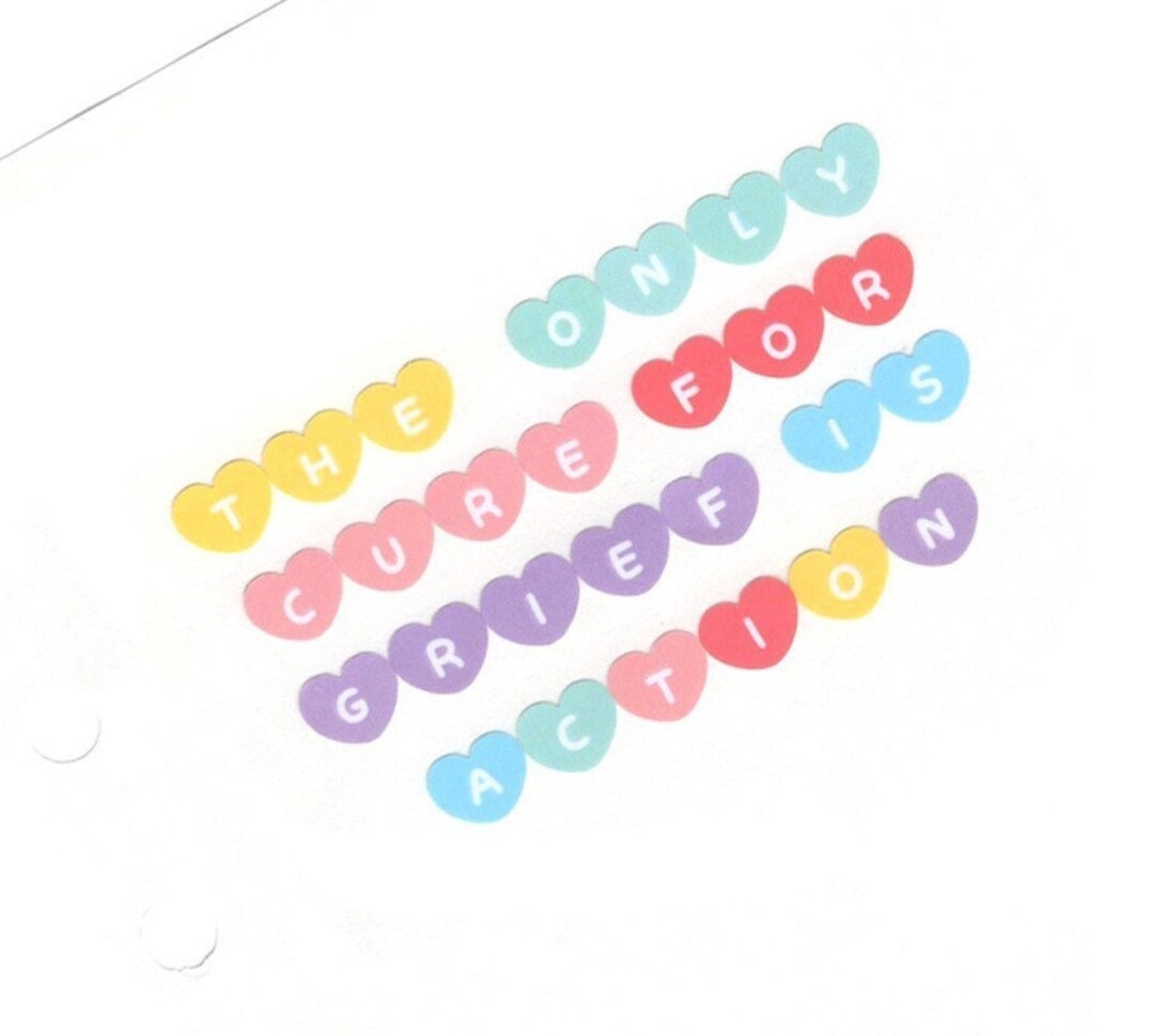 Heart Alphabet Sticker Sheet | Cute Letter Sticker Sheet, Bullet ...