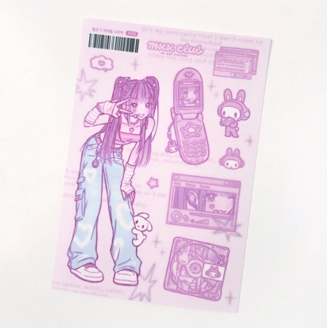 Pink K-pop Idol Sticker Sheet Cute Girl Sticker Sheet, Bullet Journal ...