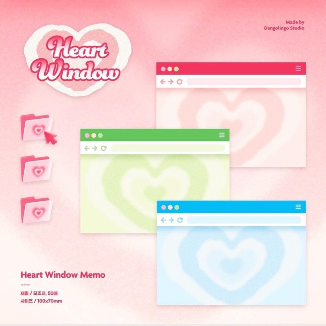 Heart Window Tab Memo Pad | Cute Memo Pad, Kawaii Memo Pad, Cute ...