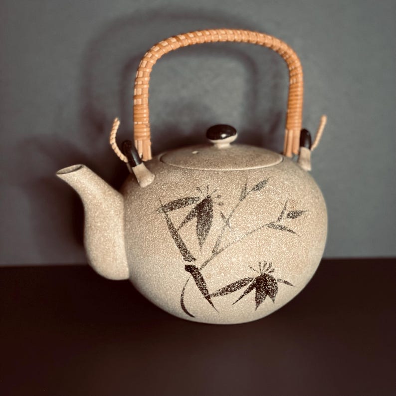 Ceramic Japanese Teapot With Bamboo Handle Teapot With Bamboo Design - Etsy