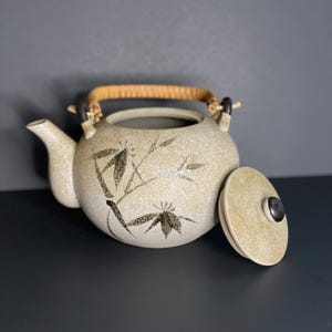 Ceramic Japanese Teapot With Bamboo Handle Teapot With Bamboo Design - Etsy