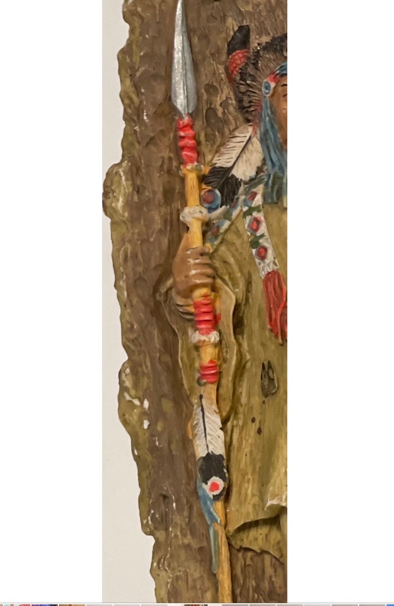 Vintage Buffalo Chief Resin Wall Plaque: Hand-painted Native American ...