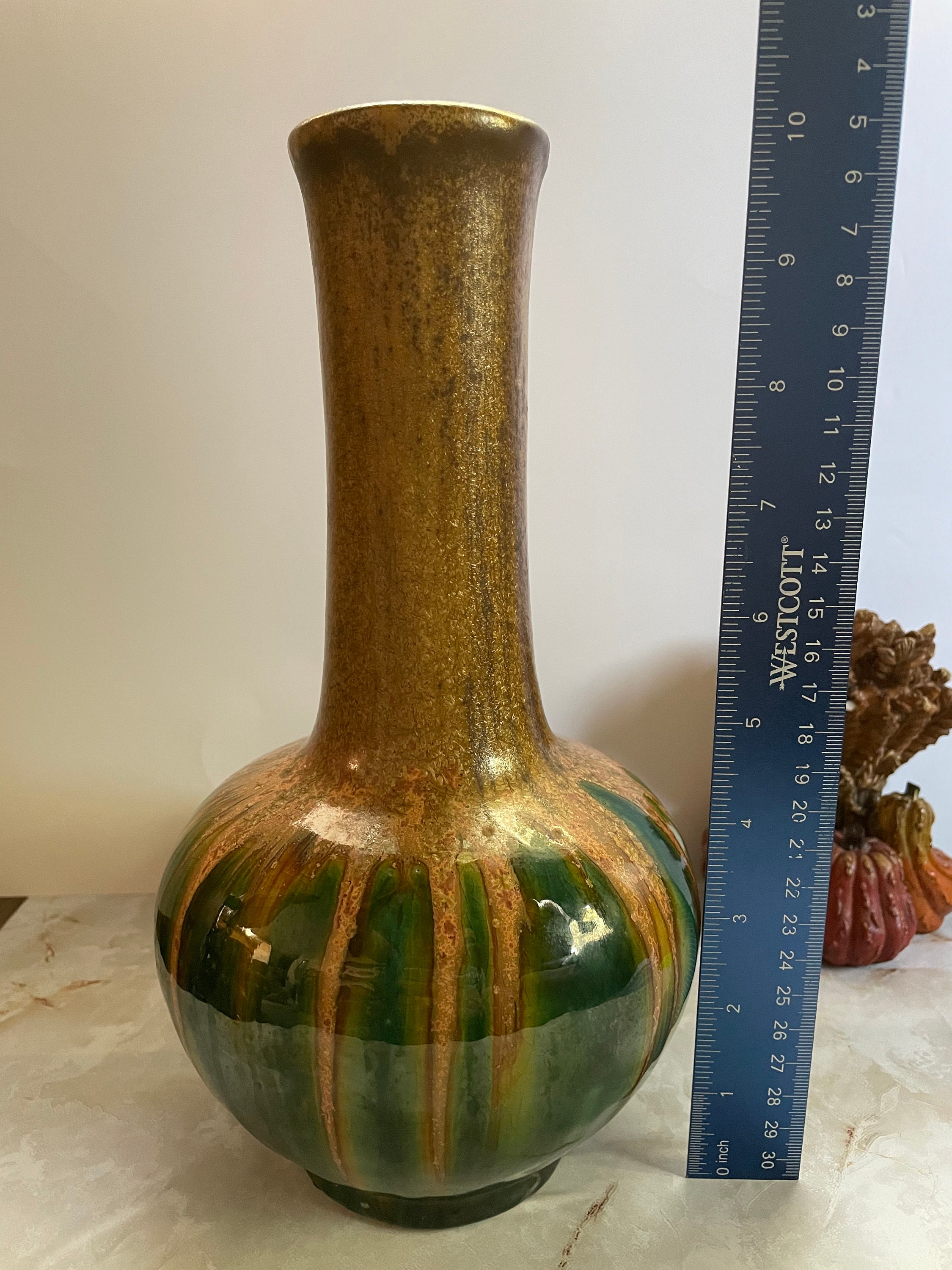 Crackle Glaze Pottery Vaseceramic Tall Neck Vase Drip Glaze Long Neck ...