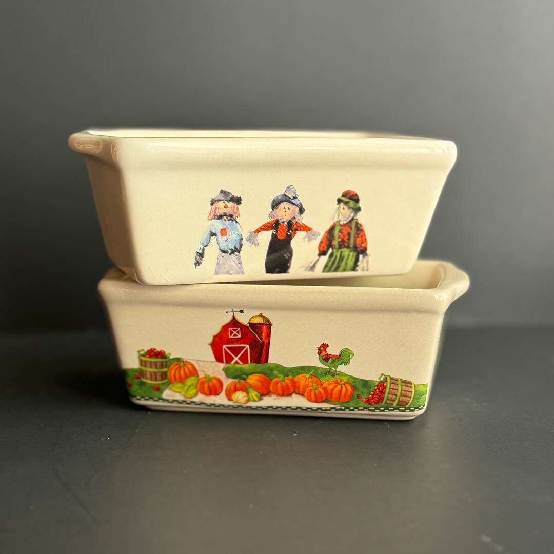 Set of Two Ceramic Loaf Pan | Farm Loaf Bread Pan | Baking Dish | Mini ...