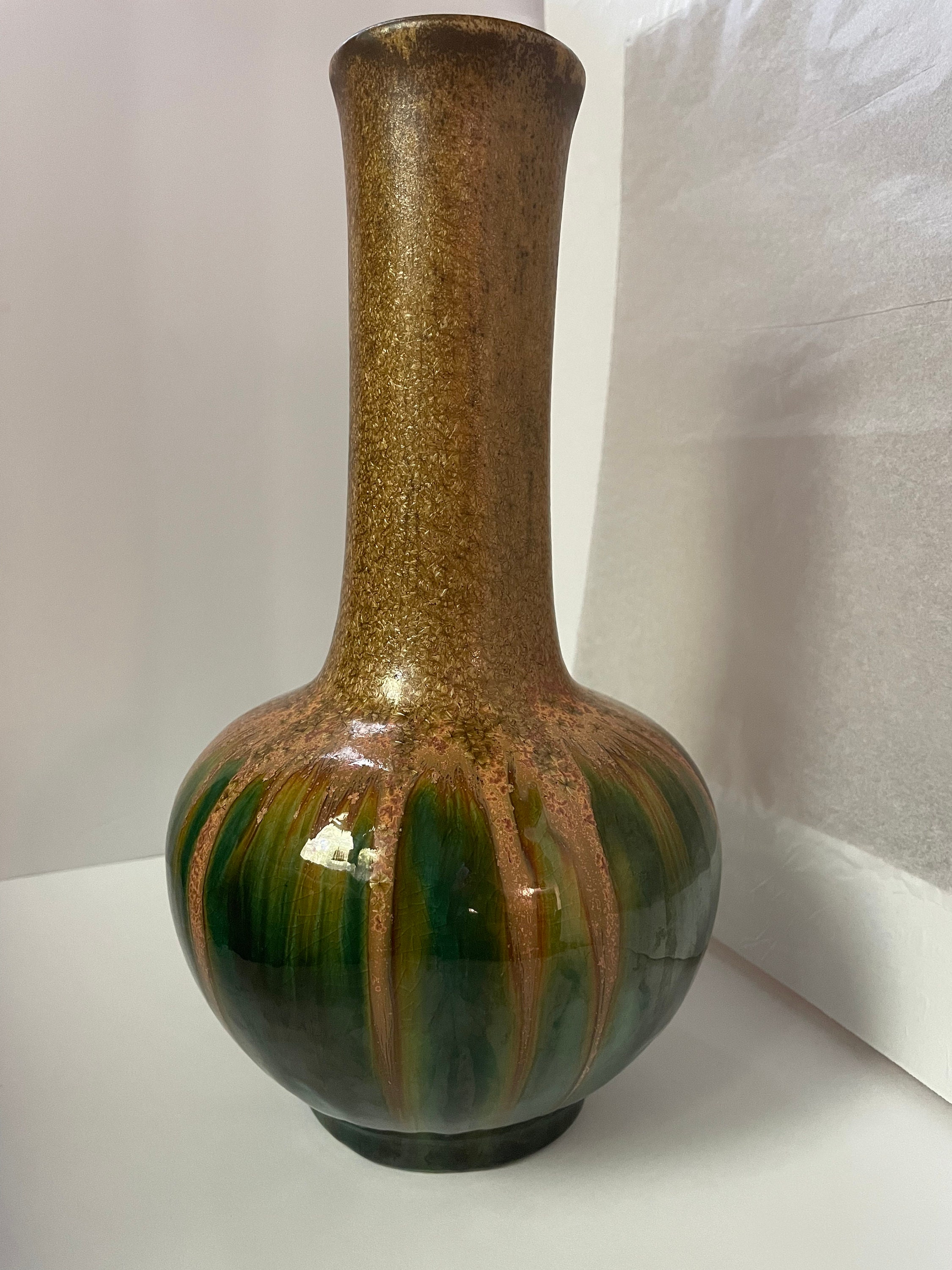 Crackle Glaze Pottery Vaseceramic Tall Neck Vase Drip Glaze Long Neck ...