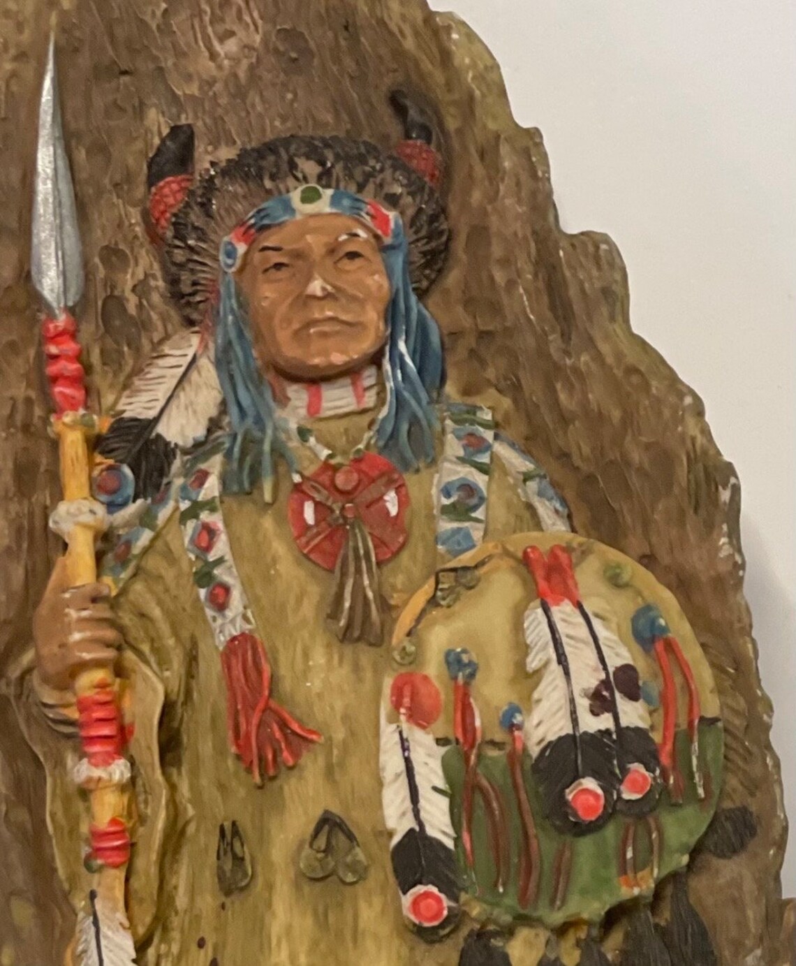 Vintage Buffalo Chief Resin Wall Plaque: Hand-painted Native American ...