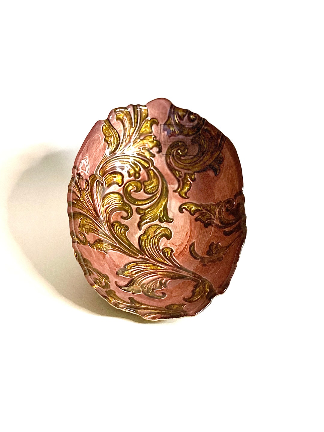 Arda Glass Bowl: Vintage Reverse Painted Purple & Gold Glassware - Etsy