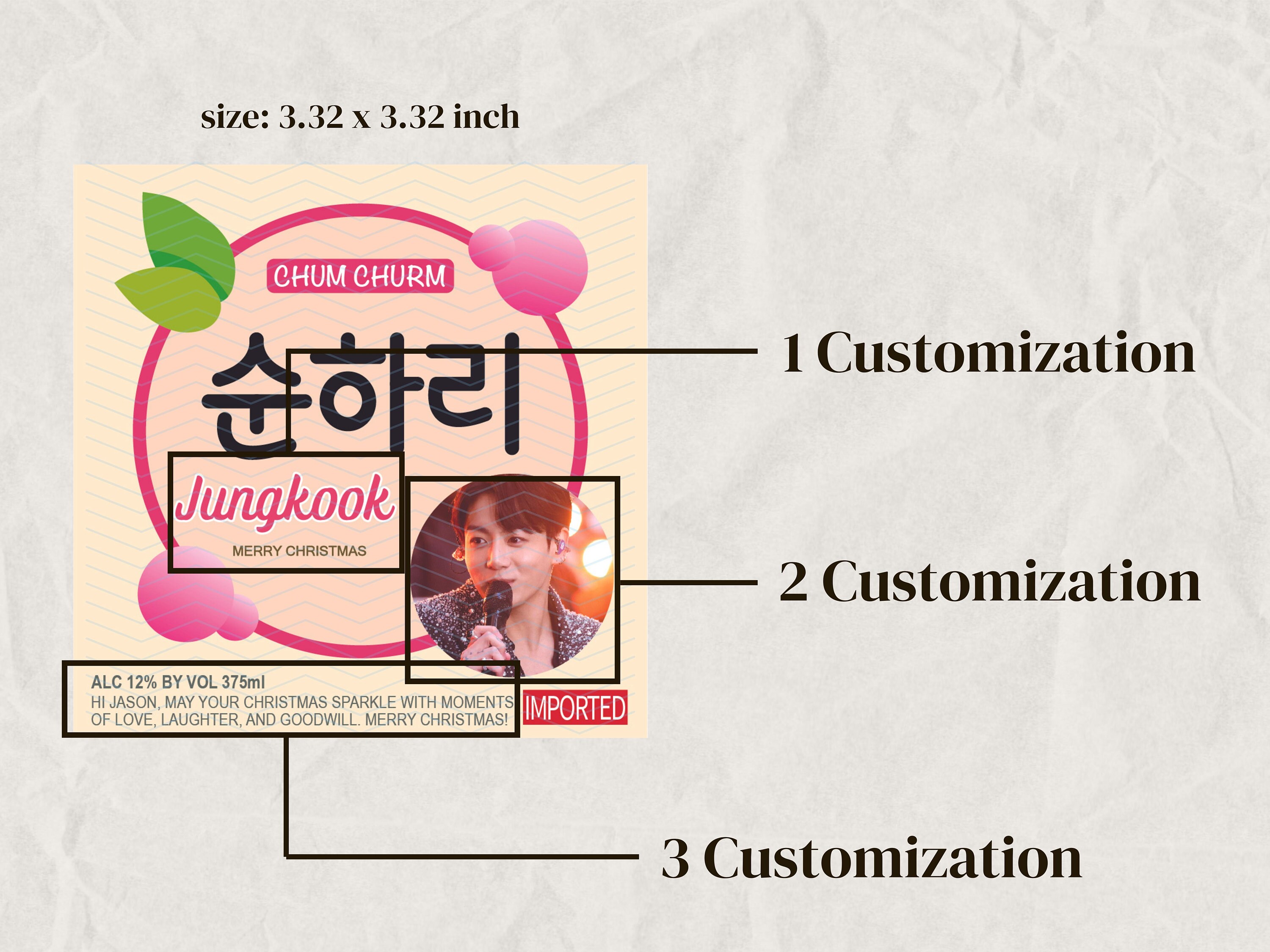 Custom Soju Bottle Sticker Label Personalized Gift Chum Churum Custom ...