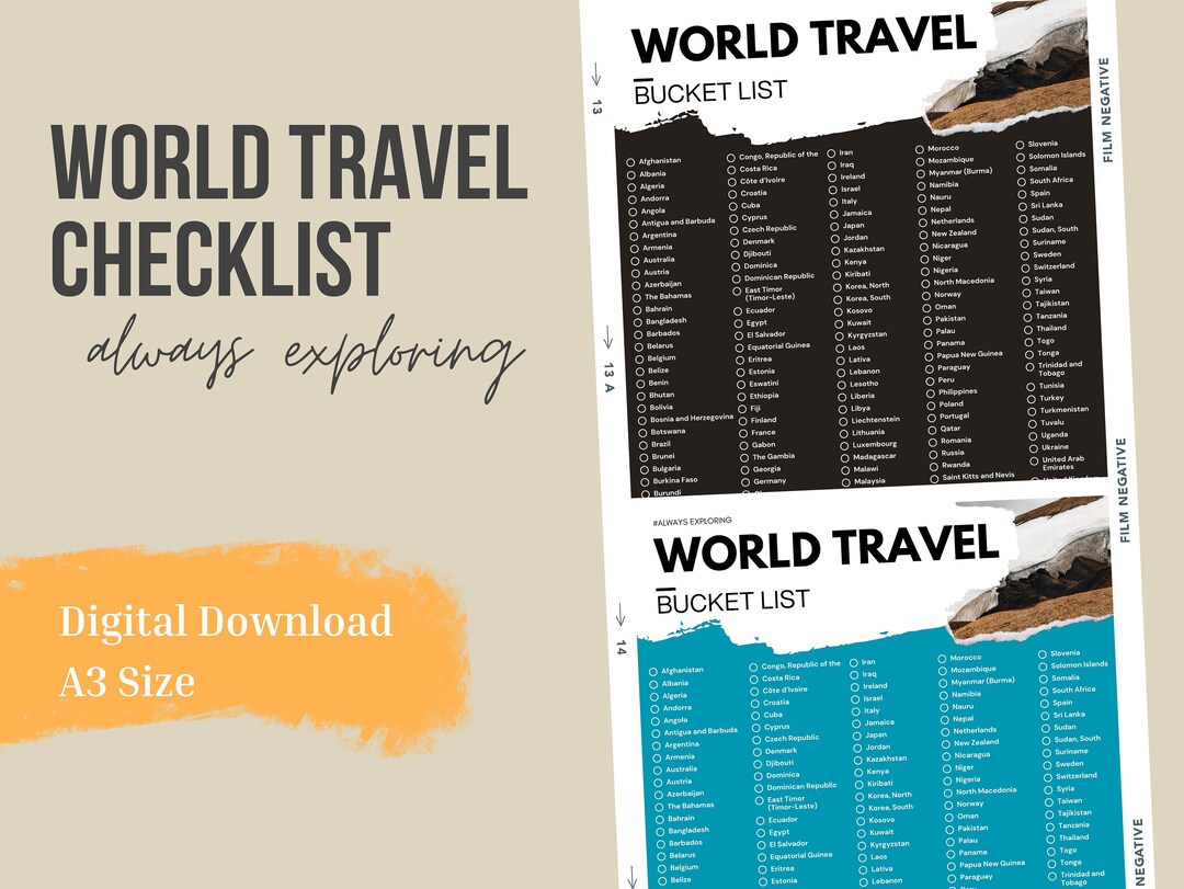 Countries of the World Checklist Visited Countries Places I've Been ...