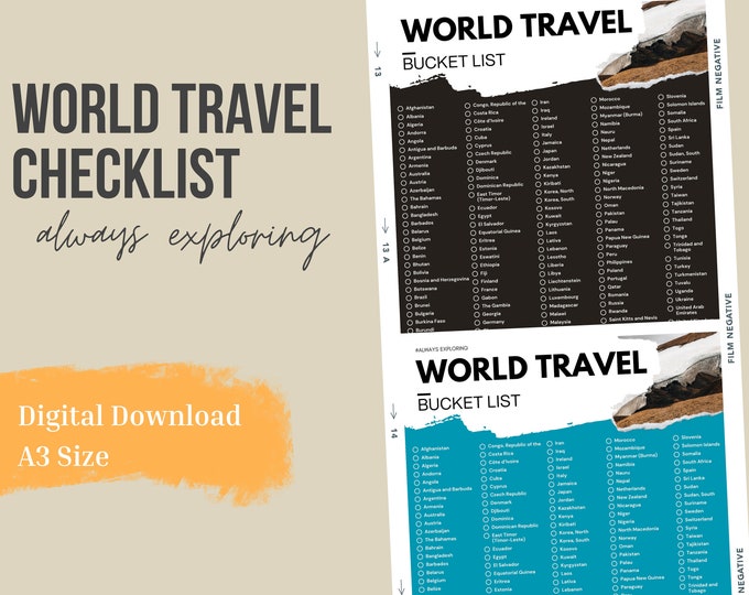 Countries of the World Checklist Visited Countries Places I've Been ...