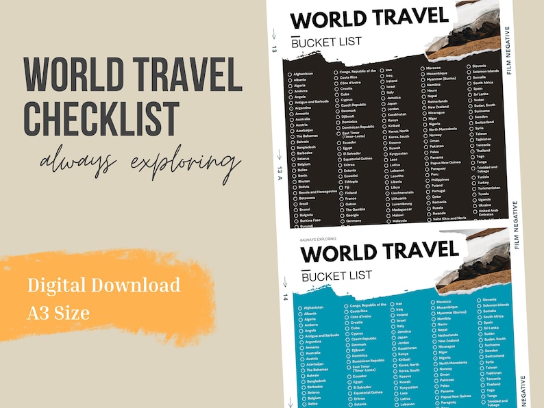 Countries of the World Checklist Visited Countries Places I've Been ...