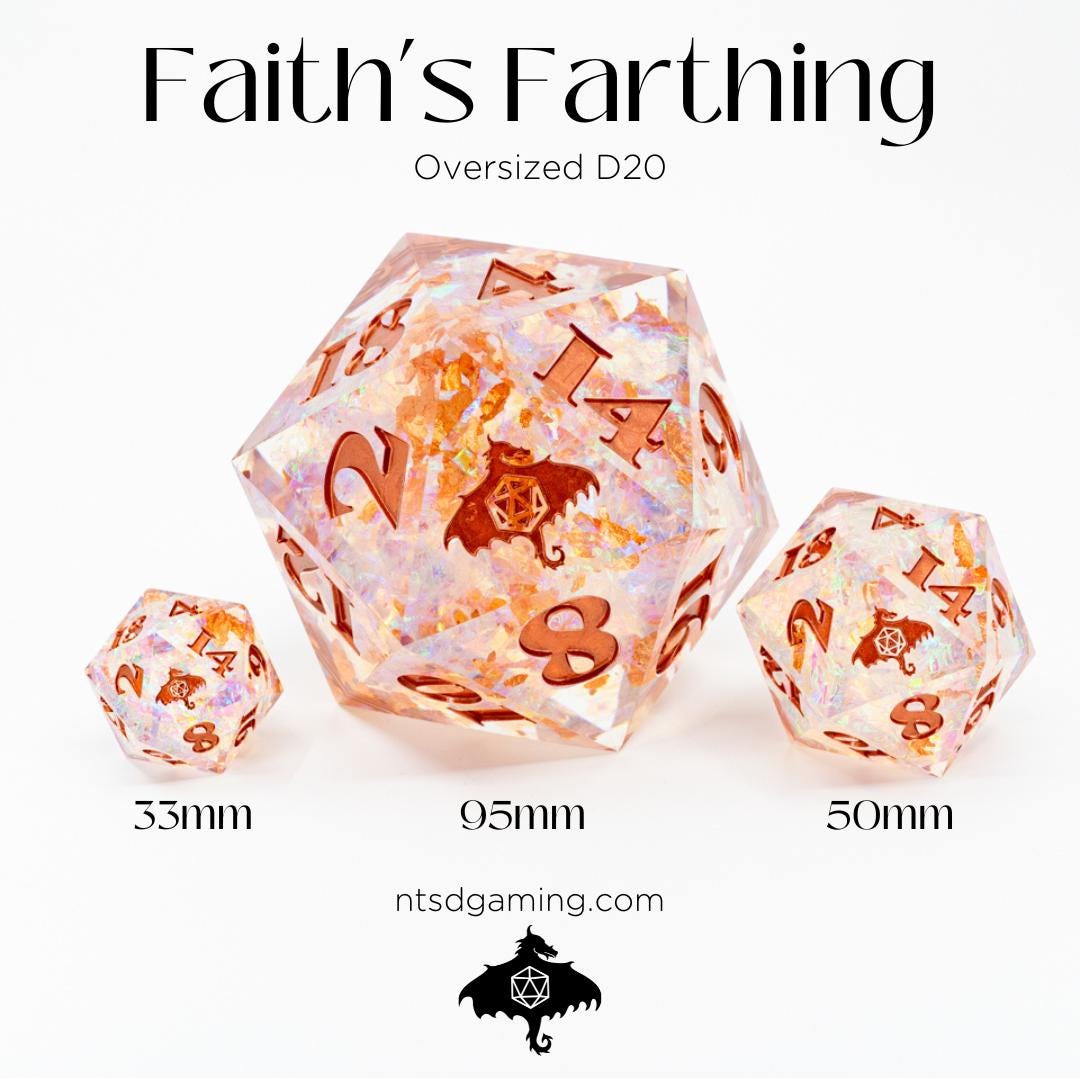 Faith's Farthing | Sharp Edge 50mm D20 | D&D Dice | RPG - Etsy