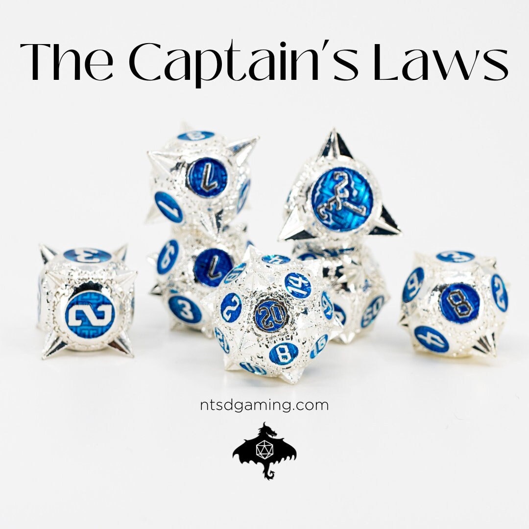 The Captain's Laws 7 Piece Metal Dice Set D&D Dice RPG - Etsy