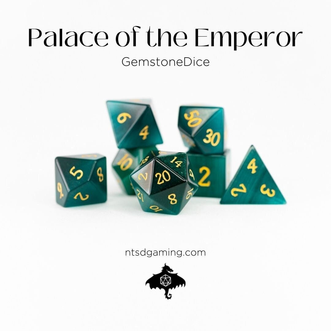 Palace of the Emperor 7 Piece Natural Green Opal Polyhedral Dice Set ...