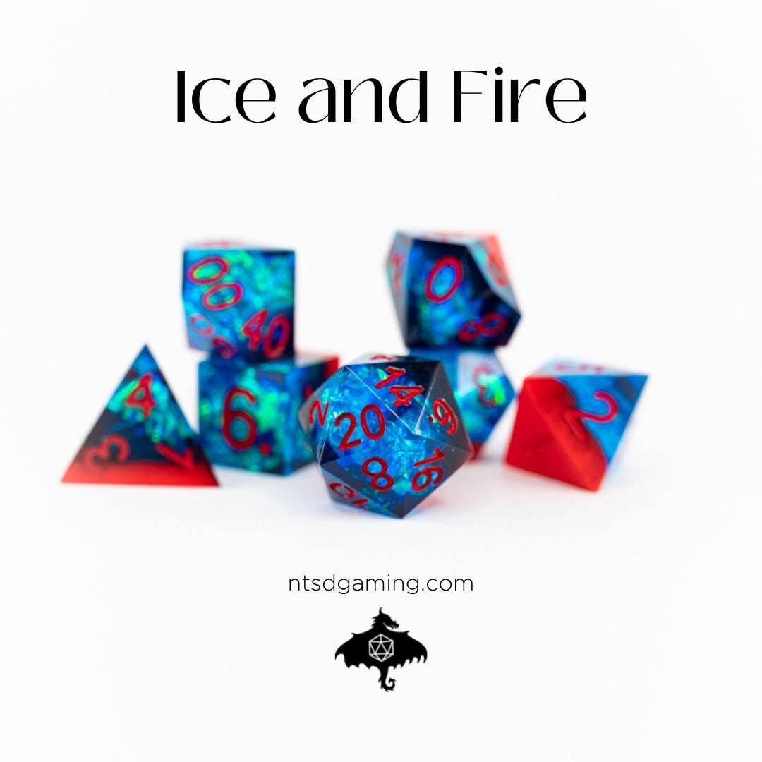 Ice and Fire Red and Deep Blue With Foil 7 Piece Sharp Edge Resin ...