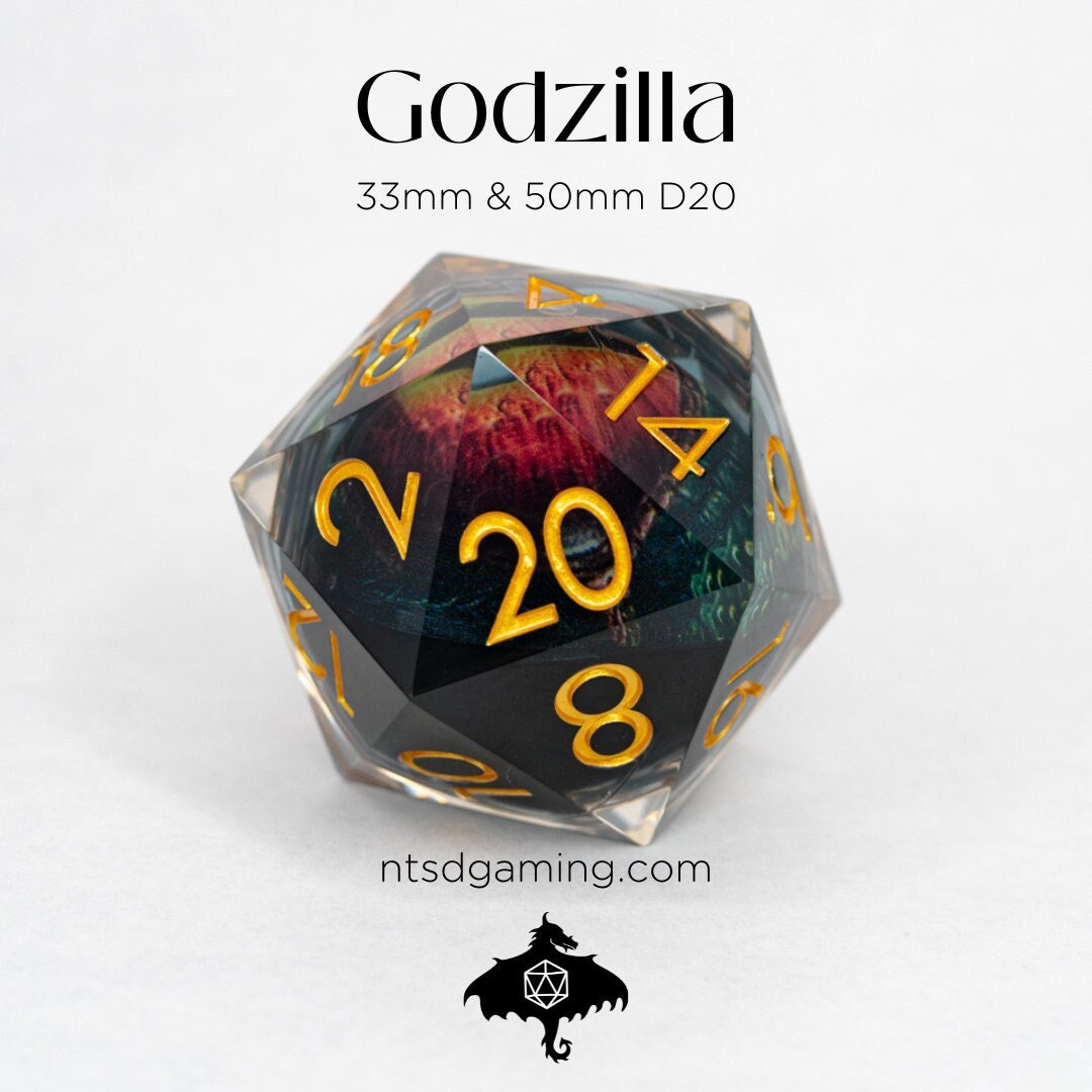 Godzilla Liquid Core With Floating Eye 50MM Liquid Core D20 D&D Dice ...