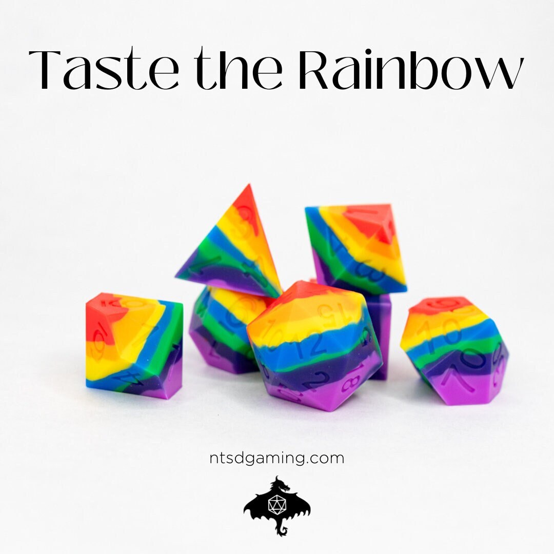 Taste the Rainbow 7 Piece Soft Silicone Dice Set RPG D&D Dice - Etsy