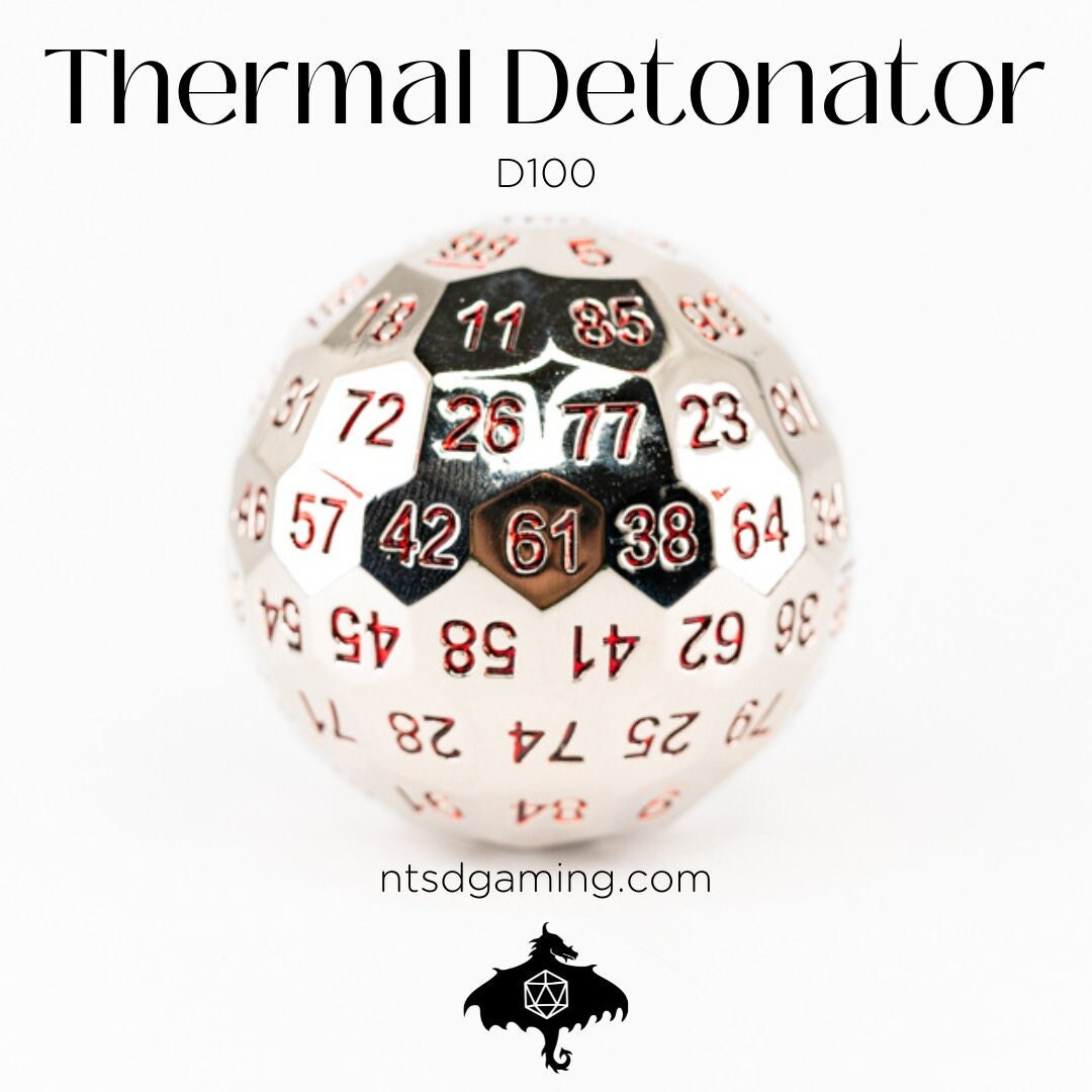 Thermal Detonator Chrome With Red Metal Individual D100 Percentile Dice ...